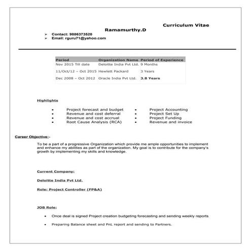 Ram resume FPNA | DOC