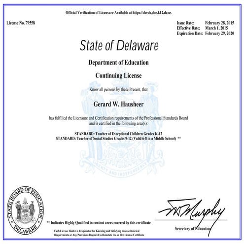 DE teaching license 2015-2020 | PDF