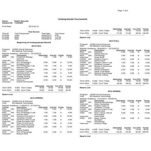 Unofficial Transcript_TrentUniversity | PDF