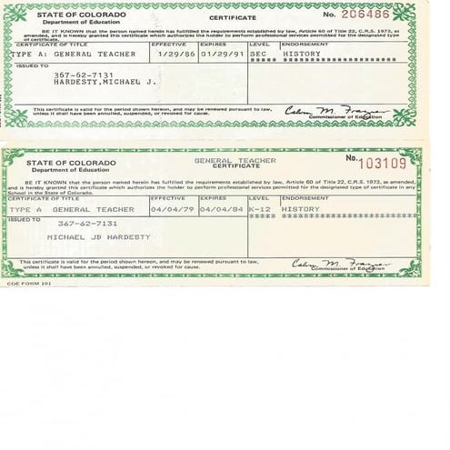 State of Colorado Teaching Certificates. | PDF