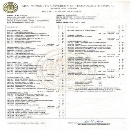 Transcript Songklod | PDF