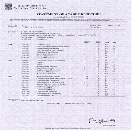 Academic Record Transcript COMPLETED | PDF