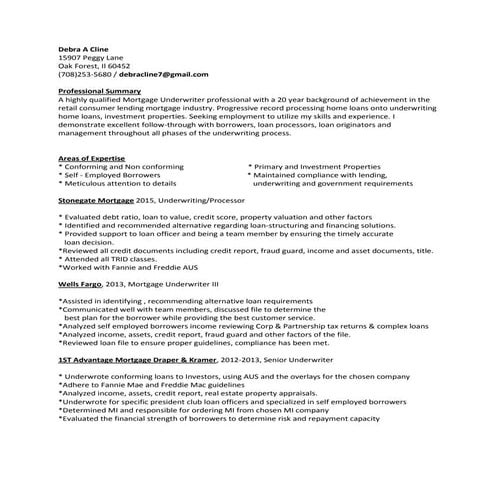 Resume for Debra A Cline | PDF