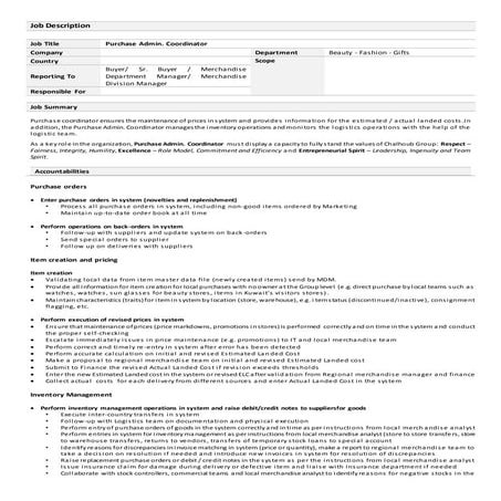 Purchase Admin. Coordinator | PDF