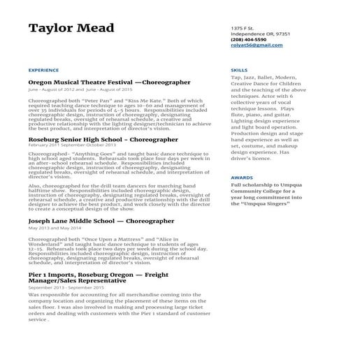 Taylor Mead Resume | PDF