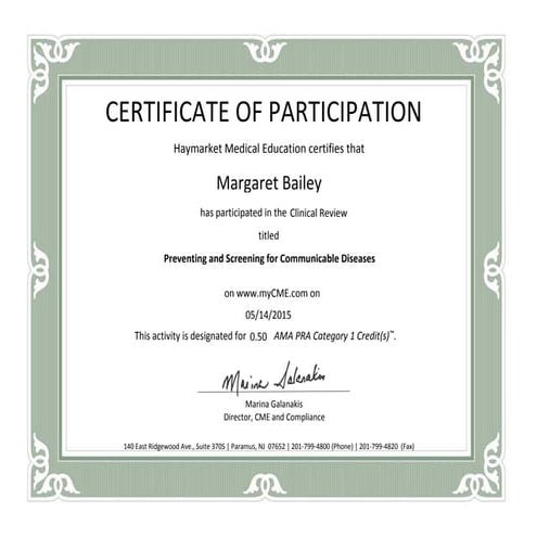 Haymarket Medical Education HME non-MD Certificate | PDF