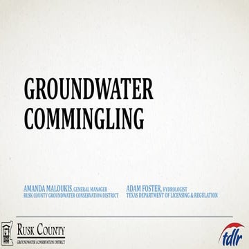 Groundwater Commingling - Amanda Maloukis and Adam Foster | PDF