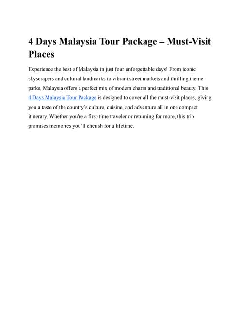 Unveiling Malaysia's Rich Heritage Kuala Lumpur | PDF