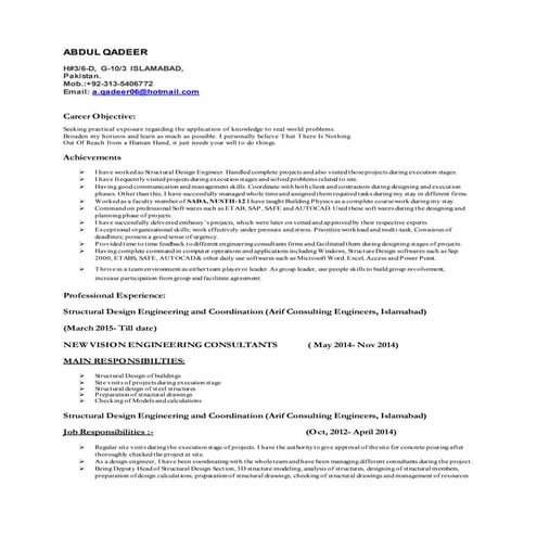 cv ABDUL QADEER sitre | PDF