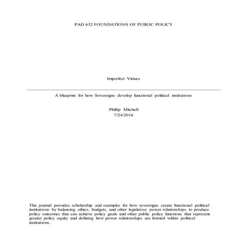 PAD 632 Foundations of Public Policy Final paper | DOCX