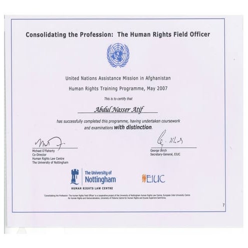 ATIF_UN Training Certificates | PDF | Crime & Harmful Acts to ...