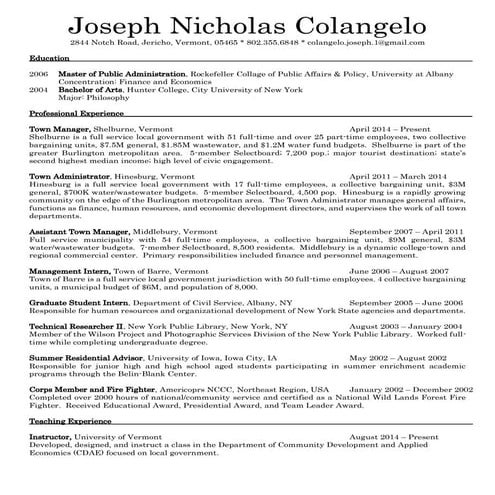 Colangelo_Resume_Falmouth | PDF | College Education | Education