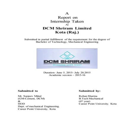 Report on Cement manufacturing process | DOCX