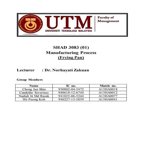Report Manufacturing Process | DOCX