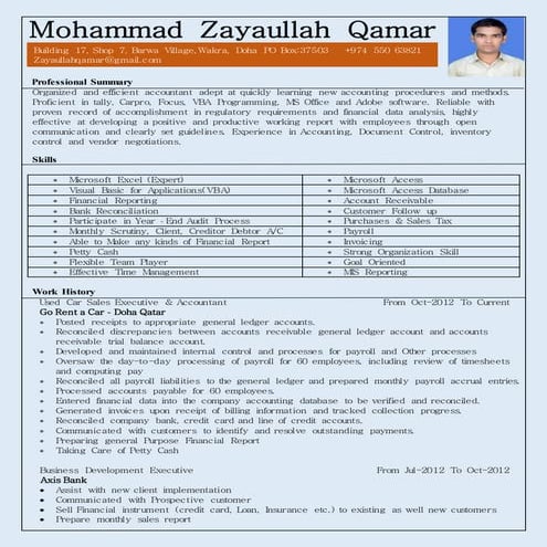 Mohammad Zayaullah Qamar CV | DOCX