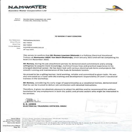 Namwater testimony (original) | PDF