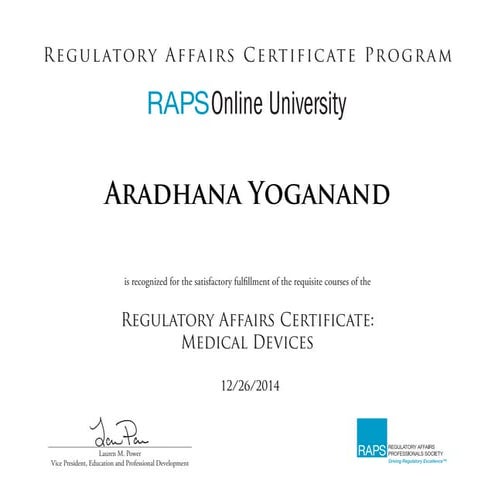 RAPS final certificate | PDF