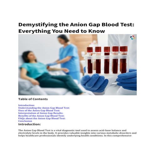 Anion Gap Blood Test: Everything You Need to Know | The Lifesciences ...