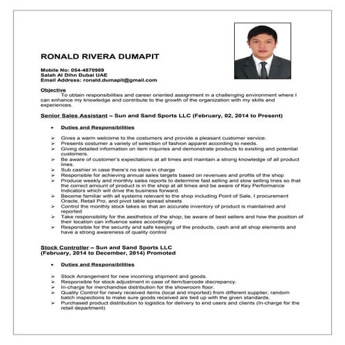 Ronald Dumapit CV | DOC