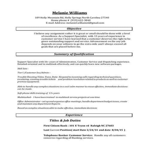 Melaine Williams Resume 18 | PDF