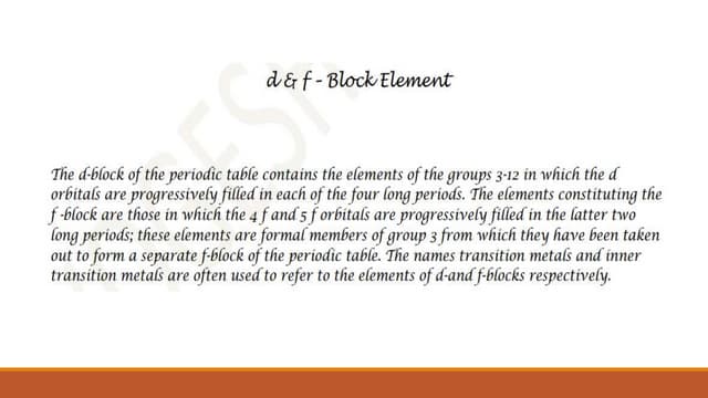Class Xii Chemistry Chap 4 D And F Block Pptx