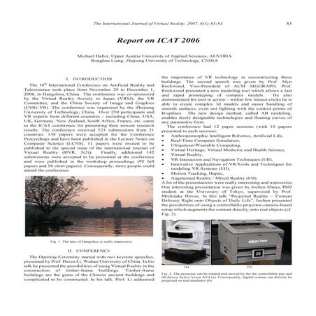 ICAT2006_KEYNOTE_report_icat | PDF | Augmented Reality | Technology & Computing
