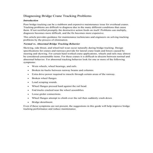 Crane Tracking problems | PDF