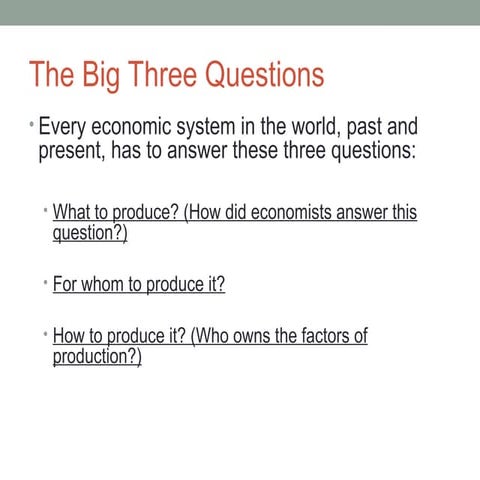 How do economic systems answer the basic economic questions | PPT