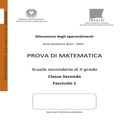 2° simulazione invalsi matematica seconda superiore zanichelli | PDF