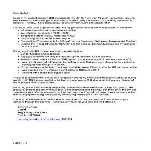Jack Ong resume | DOC