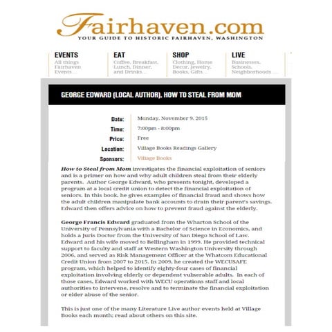 Fairhaven.dom Reading Announcement | PDF