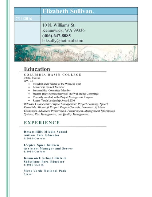 Resume-Gabi Teal 12-2014 | PDF