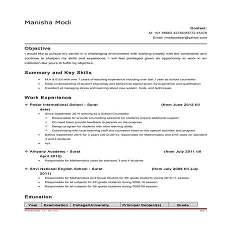Manisha Modi_CV | PDF