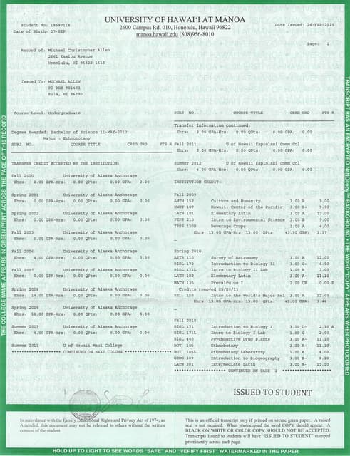 IUP Official Transcript | PDF