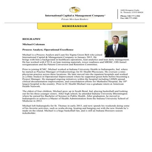 Mike Coleman Bio ICMC | PDF