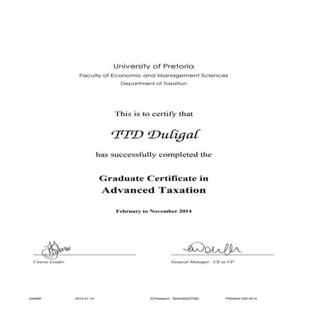 TTD Duligal advance tax certificate | PDF