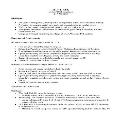 Sherri White Resume | PDF