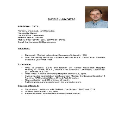 CURRICULUM VITAE hani (1) | PDF