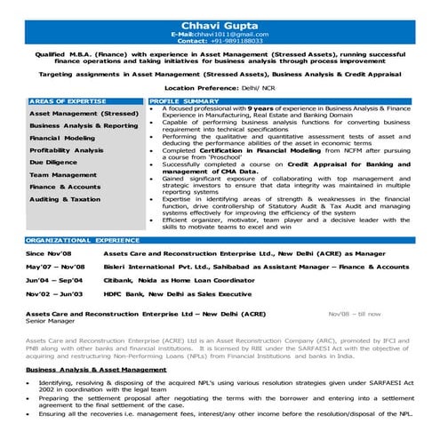 Resume-Chhavi Gupta | DOCX | Business Accounting & Finance | Business