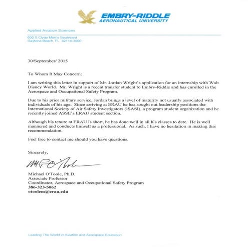 Professor O'Toole LOR | PDF