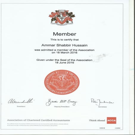 ACCA Membership Certificate | PDF