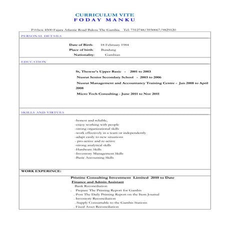 Irma Fourie CV | PDF