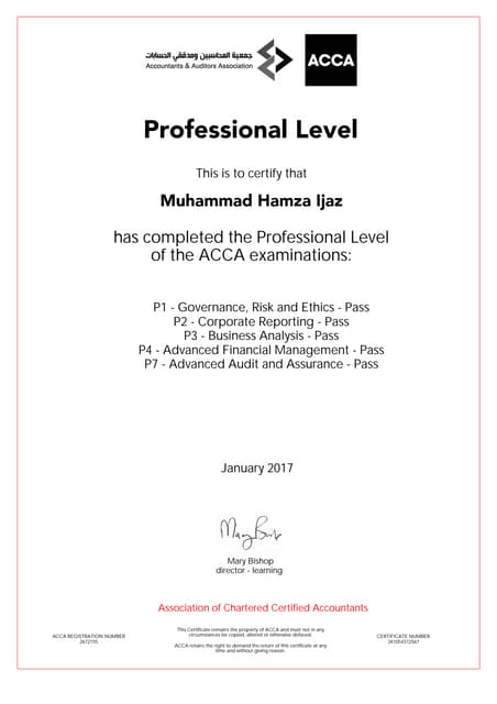 ACCA Professional Certificate | PDF