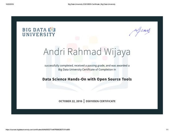 Big Data University BD0111EN Certificate _ Big Data University | PPT