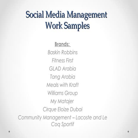 SMM Work Samples | PPT