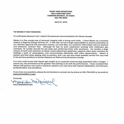 Letter of Recommendation For Contract Analyst Position | PDF | Business ...