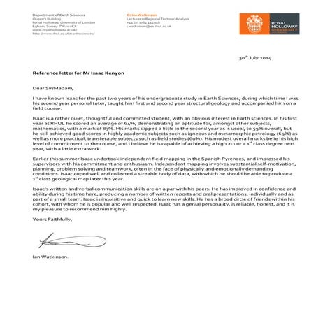 Written reference from Ian Watkinson | PDF