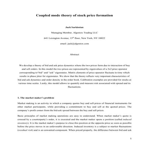 Coupled mode theory of stock price formation | PDF | Commodities | Economy
