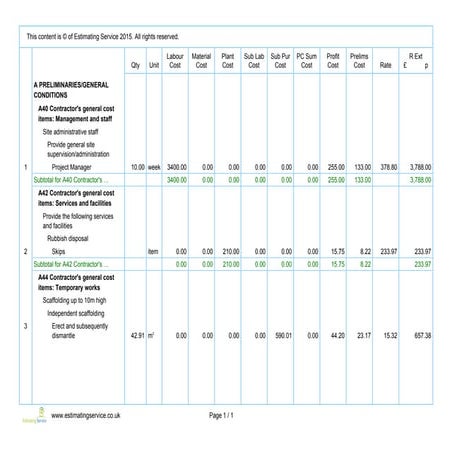 SMM7 Bill of Quantities | PDF