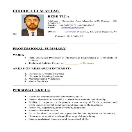 CURRICULUM VITAE of TICA BEBE | DOC